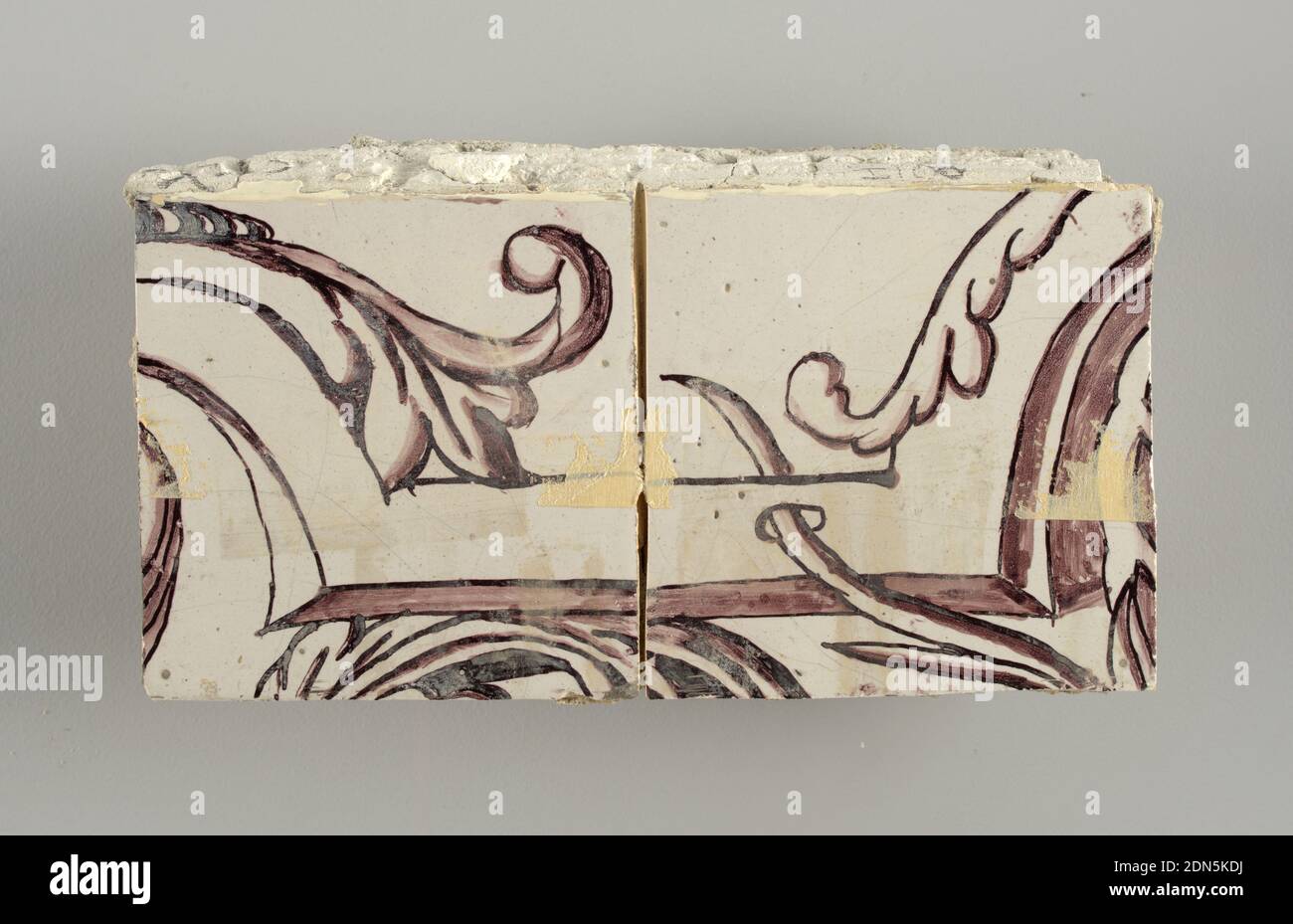 Wall facing, tin-glazed earthenware, underglaze, Two vertical ...