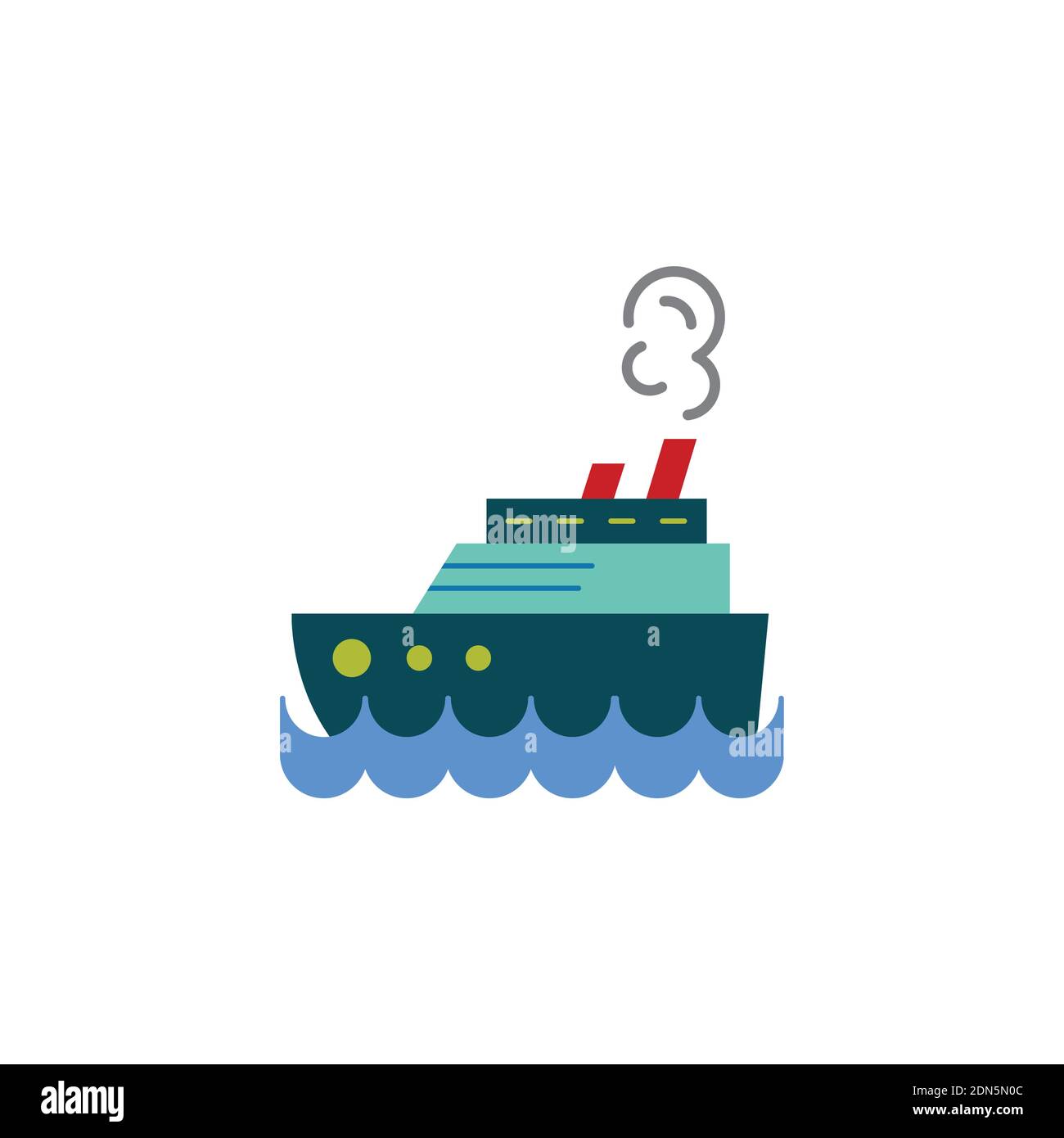 Steamship color, steamboat, Cruise sea ship icon vector. Simple sign ...