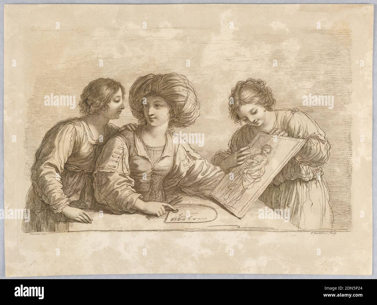 Three Women with a Palette and Sketch of a Design, Francesco Bartolozzi ...