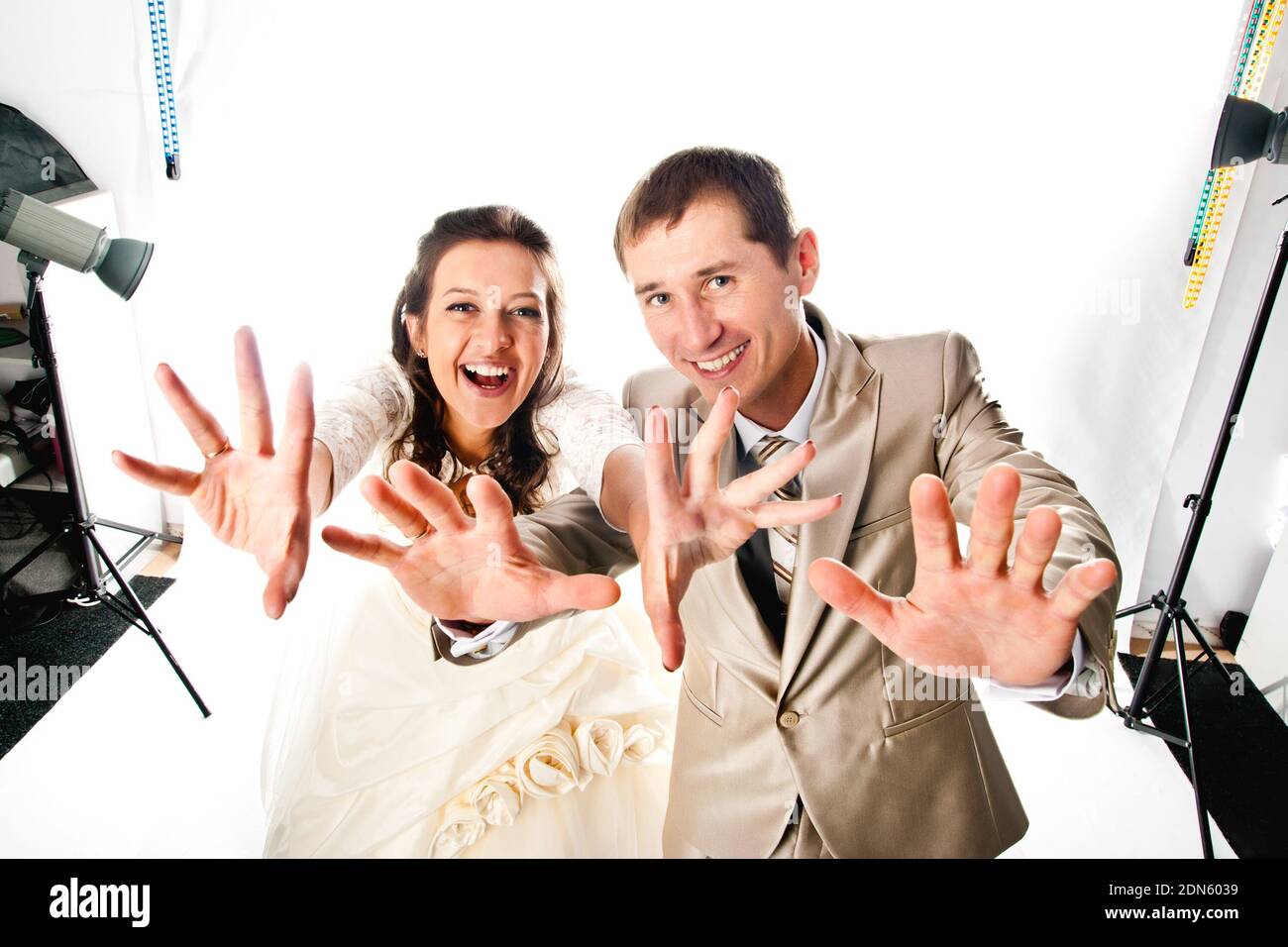 bride and groom studio shot Stock Photo - Alamy