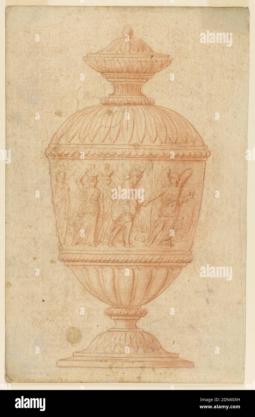Urn with the Representation of the Salvation of Loth, Red crayon on ...