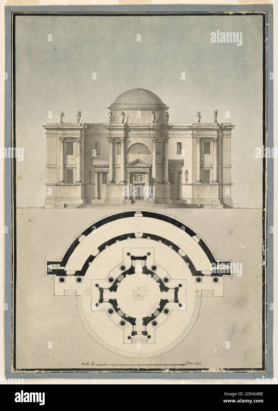 Design for a Classical Temple with a Tempietto and Semicircular ...