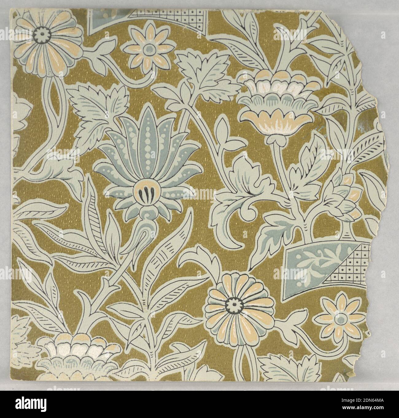 Sidewall sample, Machine-printed on paper, Fragmentary wallpapers from ...