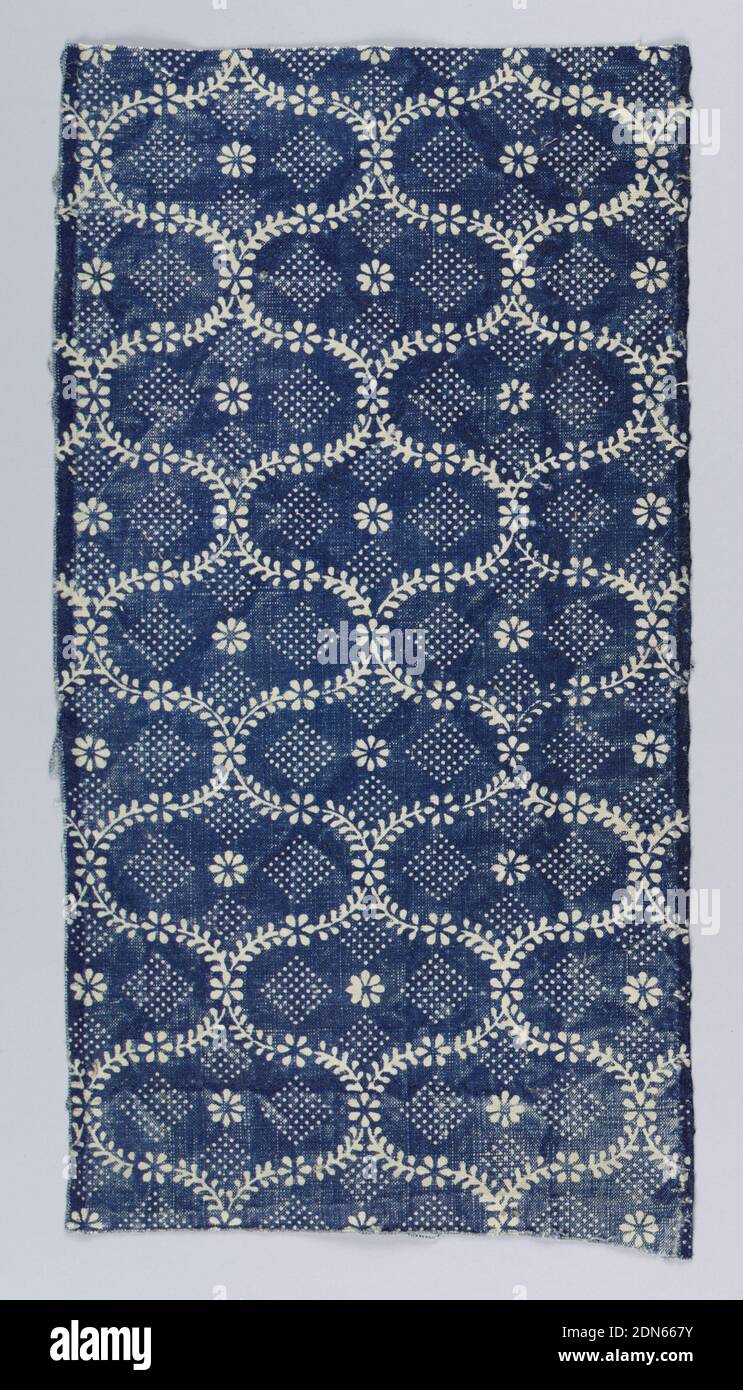 Textile, Medium: bast fiber Technique: resist patterning on plain weave ...