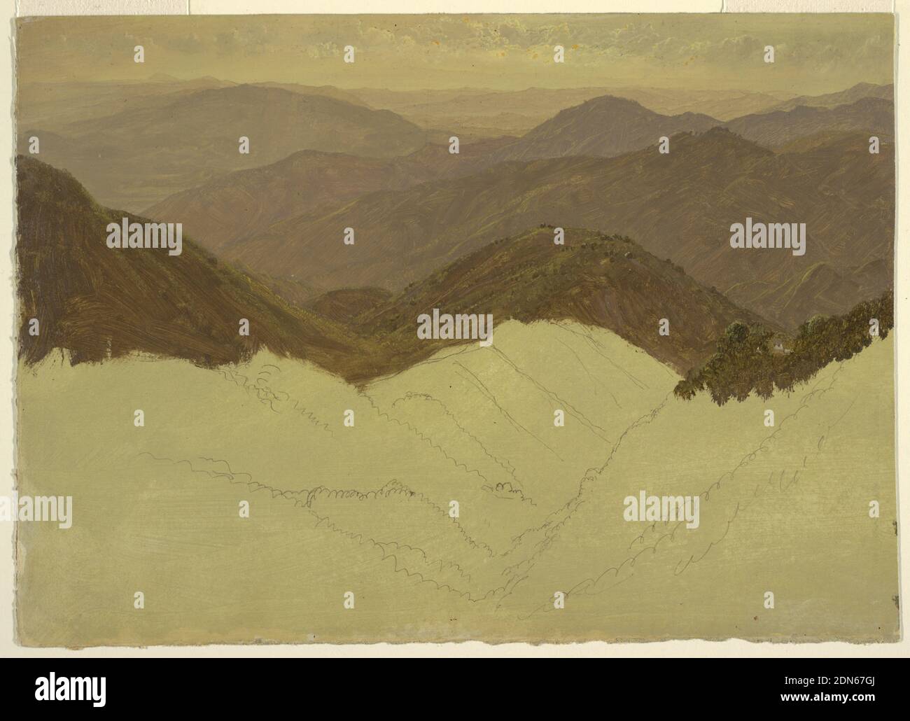 Landscape, Frederic Edwin Church, American, 1826–1900, Brush and oil ...