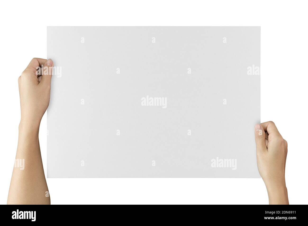 Human hands holding blank paper Cut Out Stock Images & Pictures - Alamy