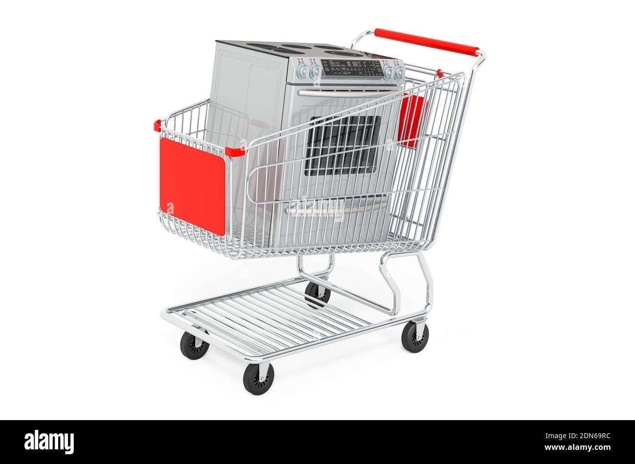 Electric Slide-In Convection Range inside shopping cart, 3D rendering ...
