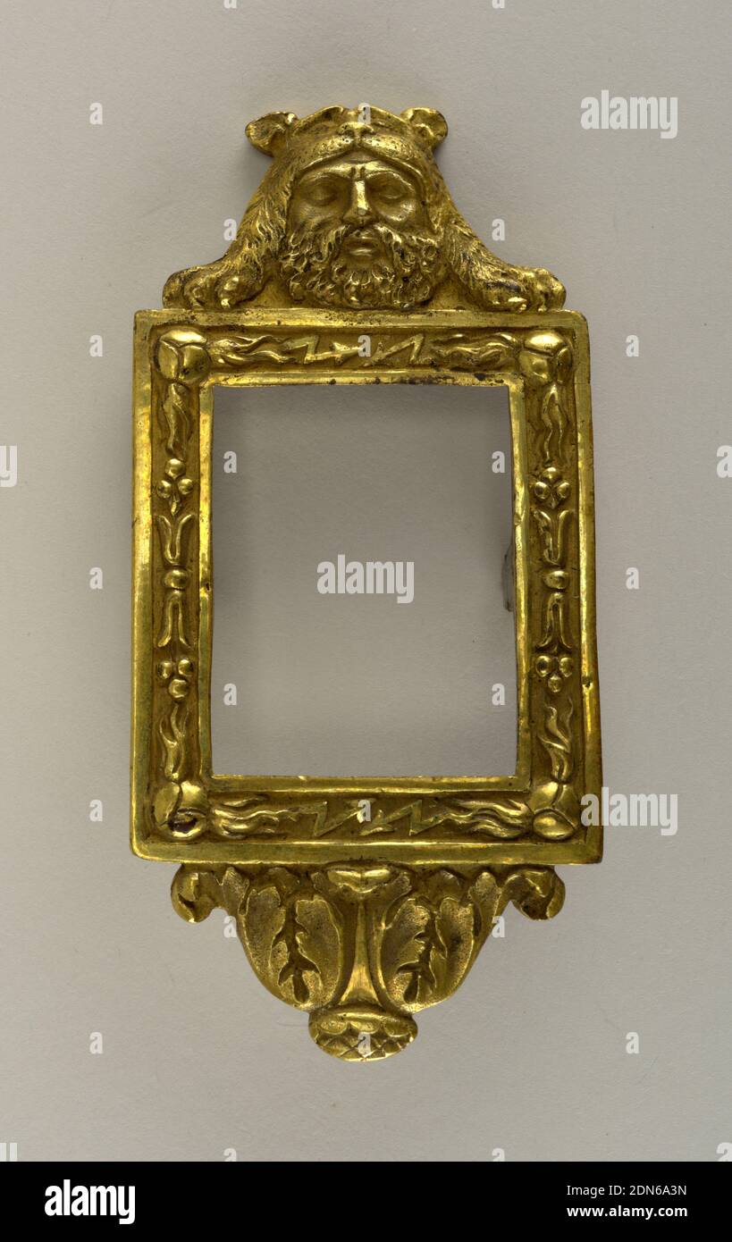 Frame, Brass, Vertical, rectangle opening with raised ornament ...