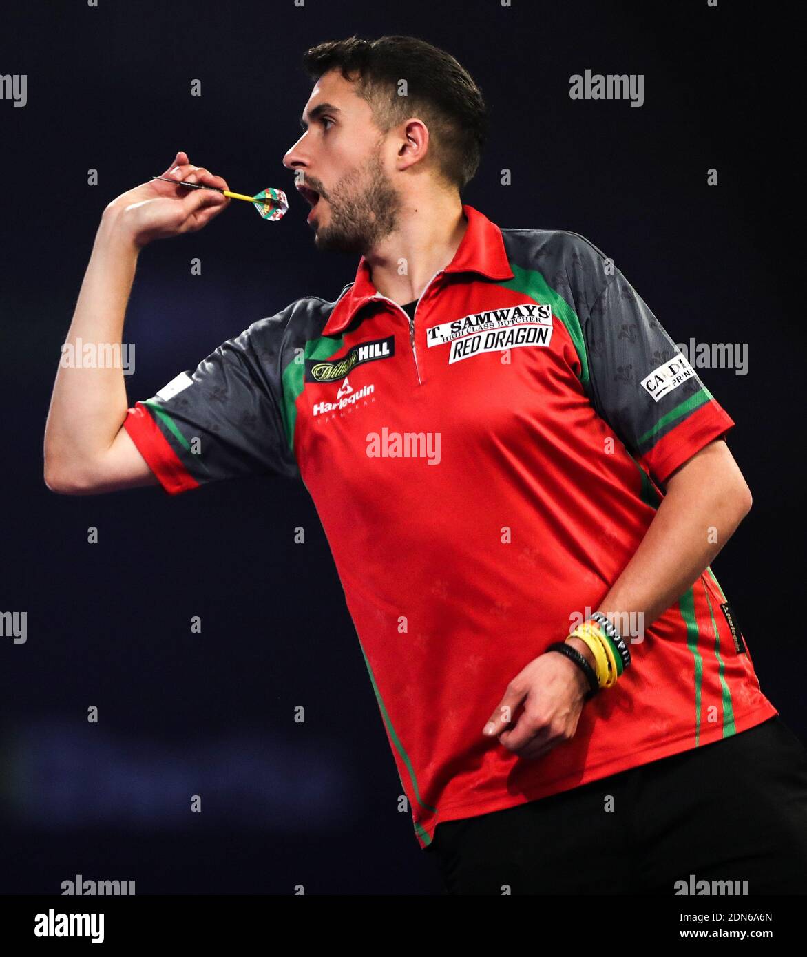 Jamie Lewis in action during day three of the William Hill World Darts ...