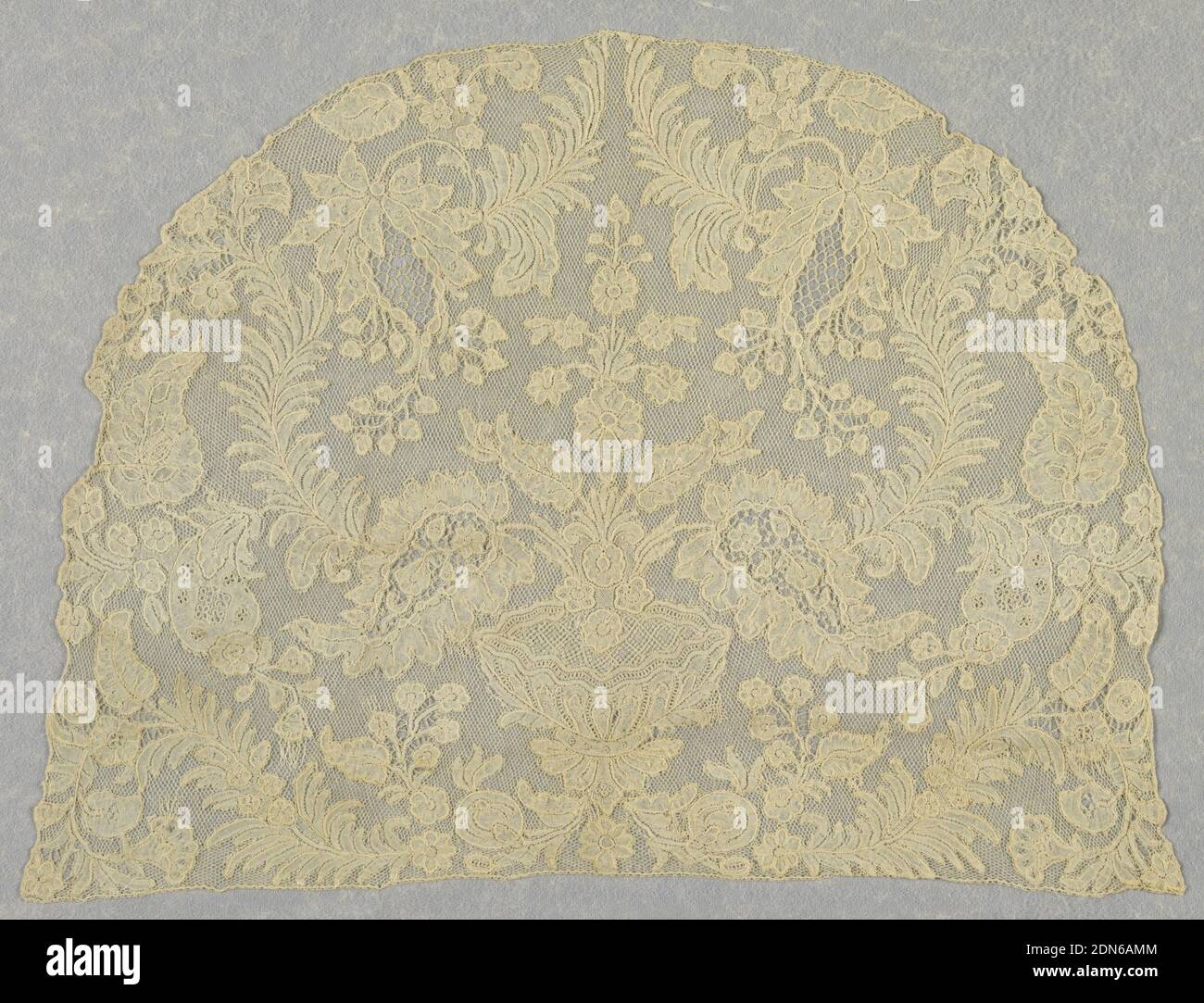 Cap crown, Medium: linen Technique: bobbin lace, Brussels style, Cap ...