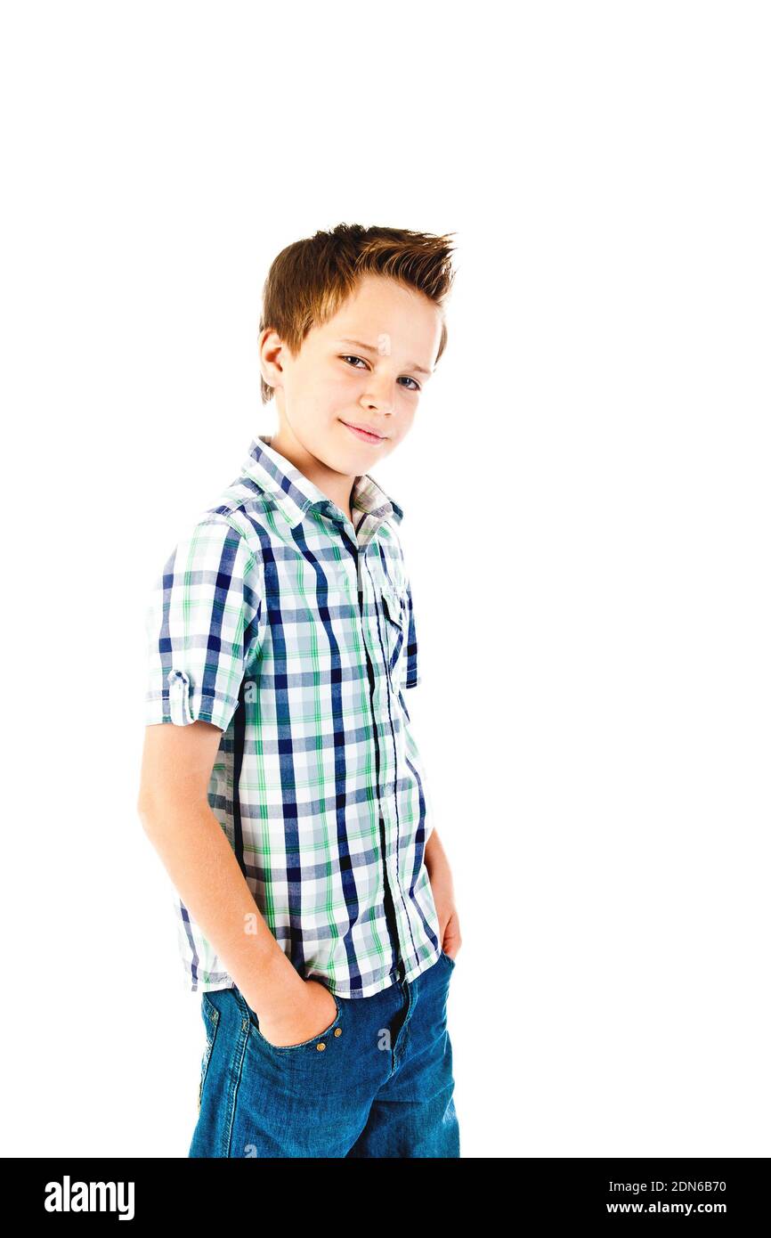 little boy isolated on a white background Stock Photo - Alamy
