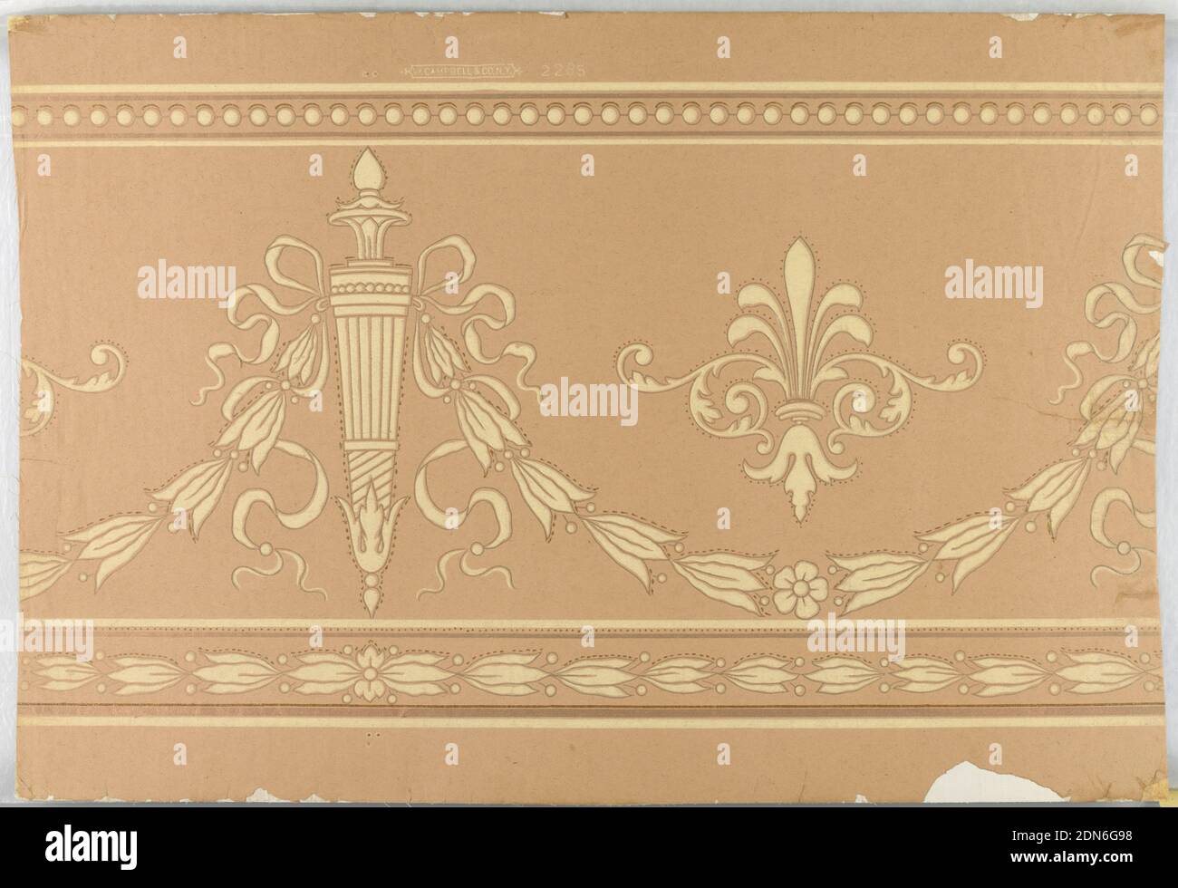 Frieze, Machine-printed, ingrain paper, Cocoa colored rough paper with ...