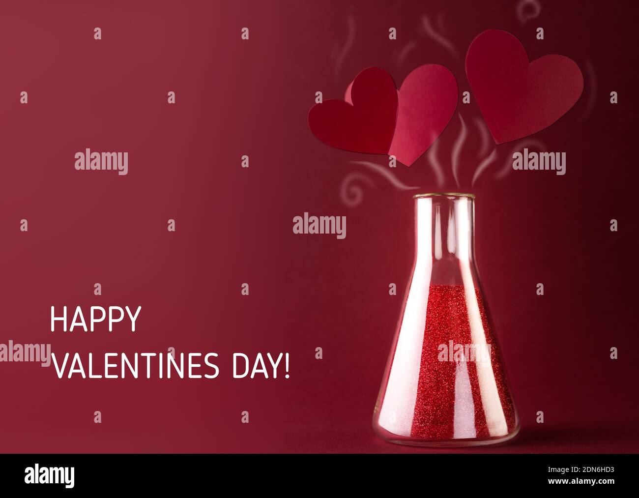 Love Chemistry, Happy Valentines Day card with Sparkling potion in ...