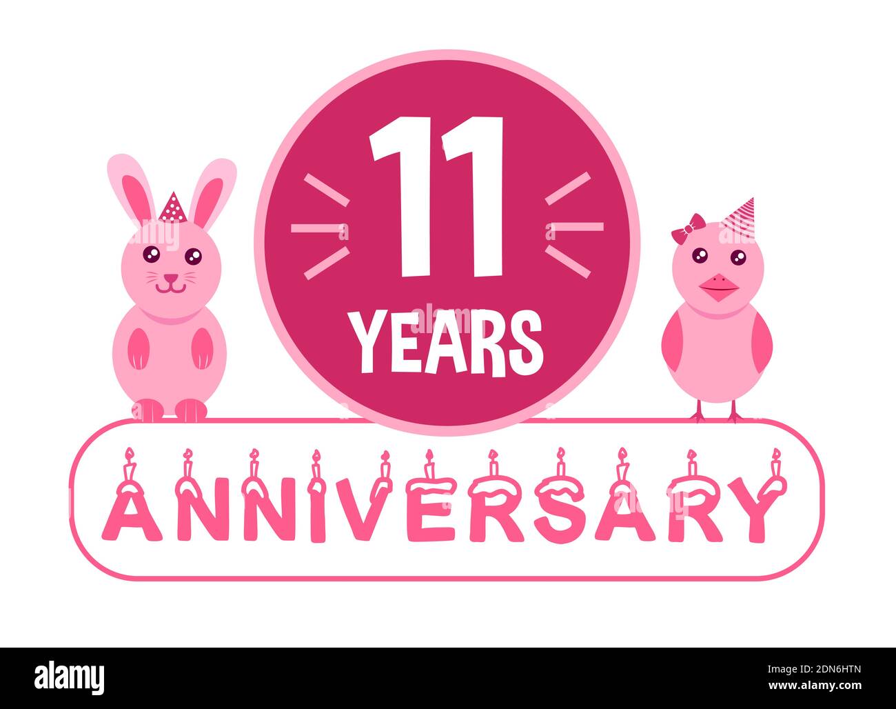 11th birthday. Eleven year anniversary celebration banner theme with ...