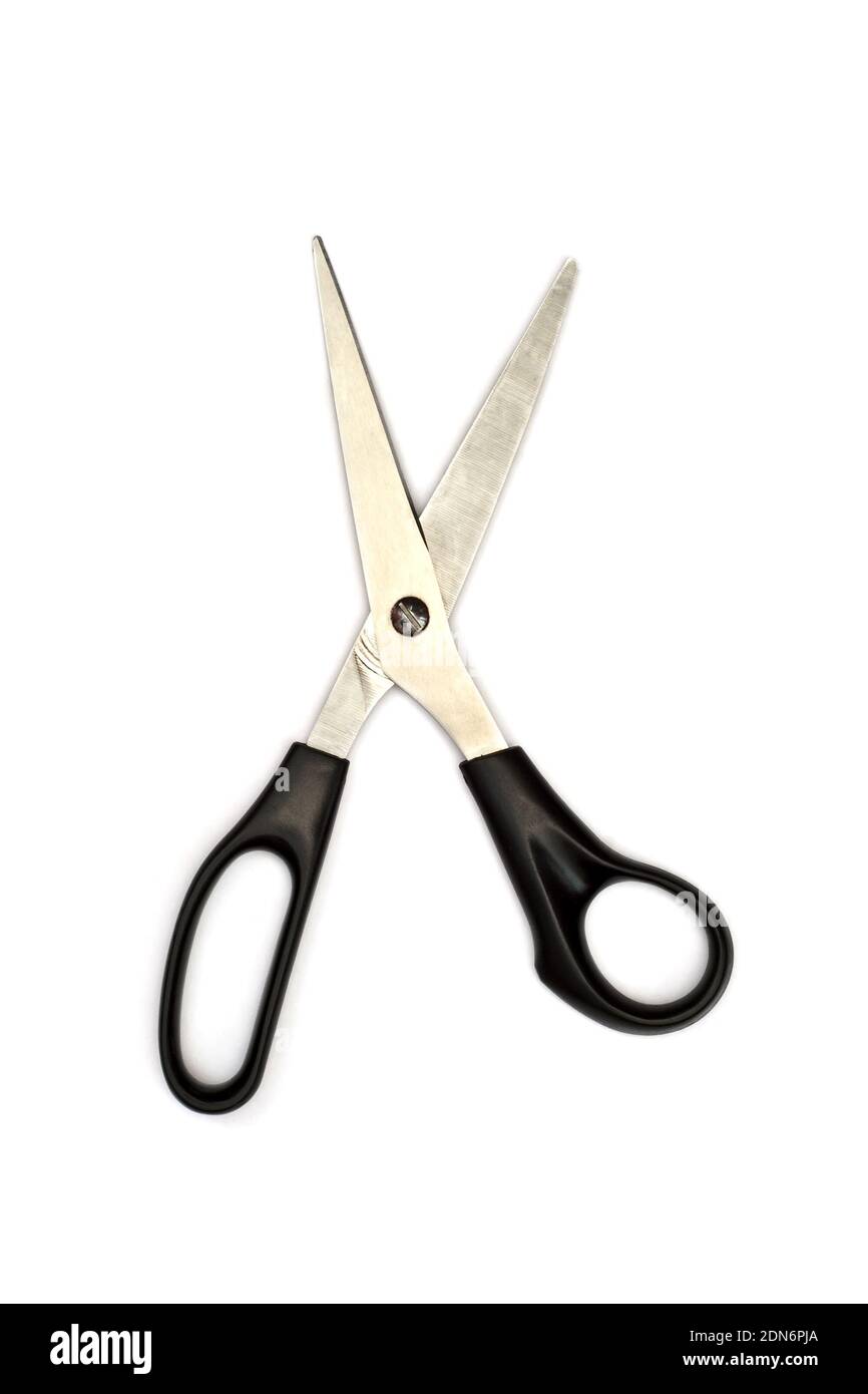 open scissors isolated on a white background Stock Photo - Alamy