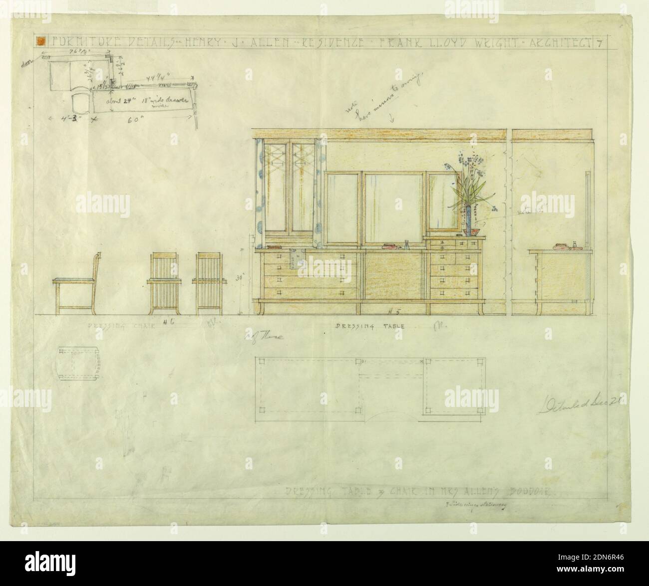 Henry J. Allen Residence, Wichita, KS: Dressing Table and Chair for Mrs ...