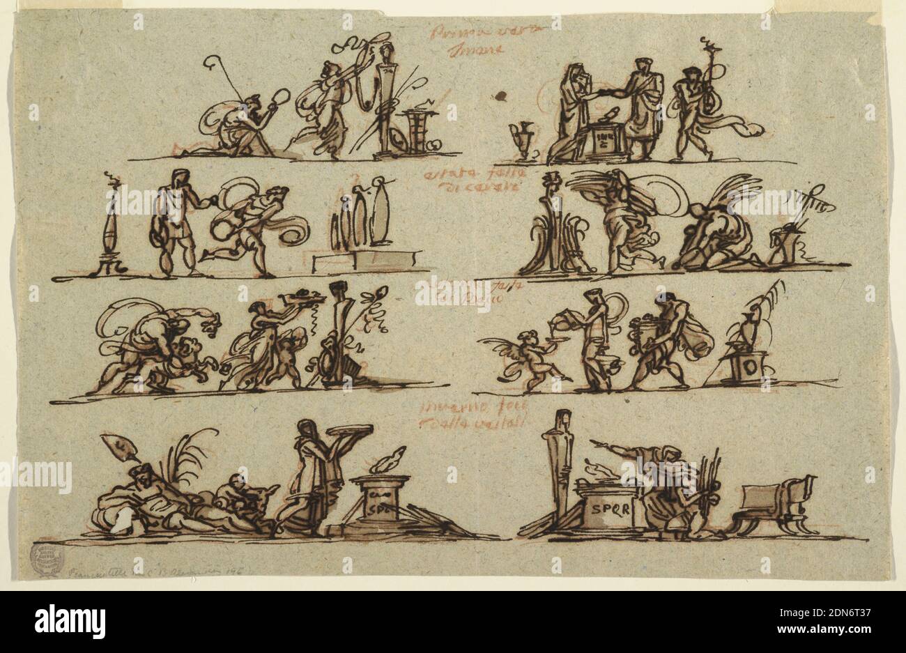 Eight Sacrificial Scenes, Felice Giani, Italian, 1758–1823, Pen and ink ...