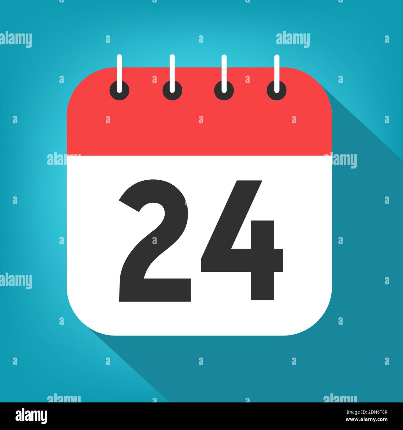 Calendar day 24. Number twenty-four on a white paper with red header on ...