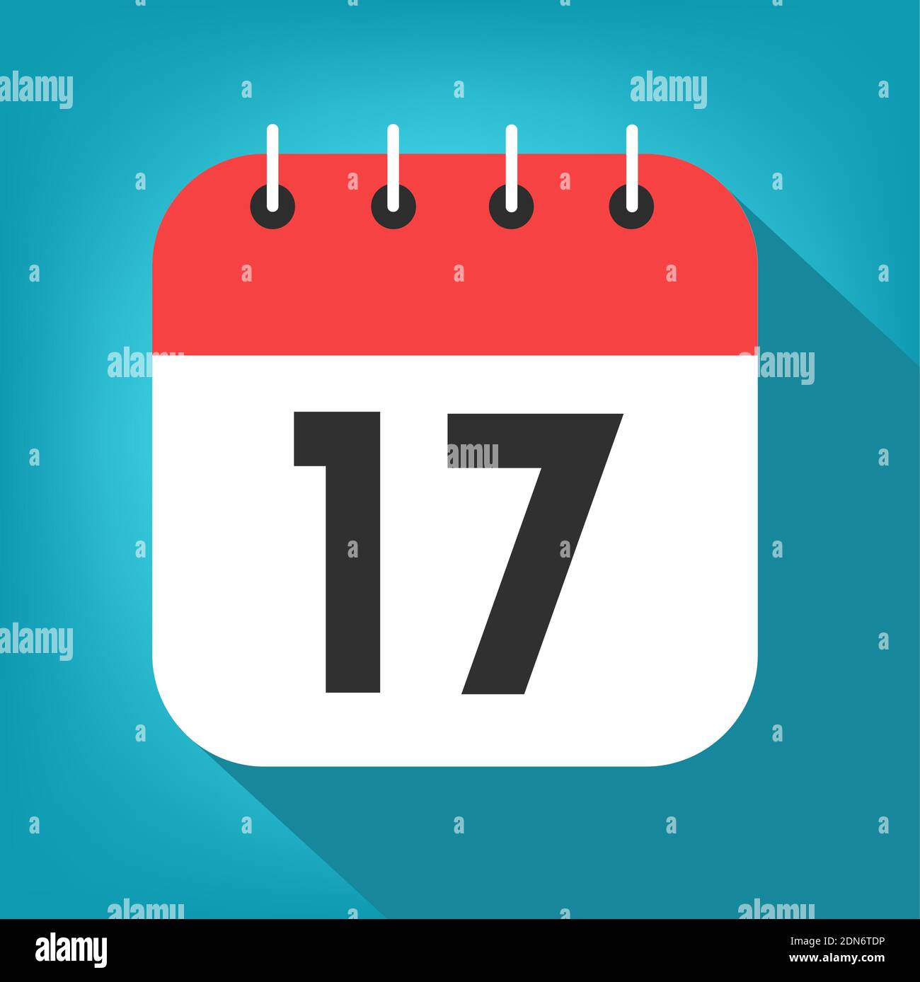 Calendar day 17. Number seventeen on a white paper with red border on ...