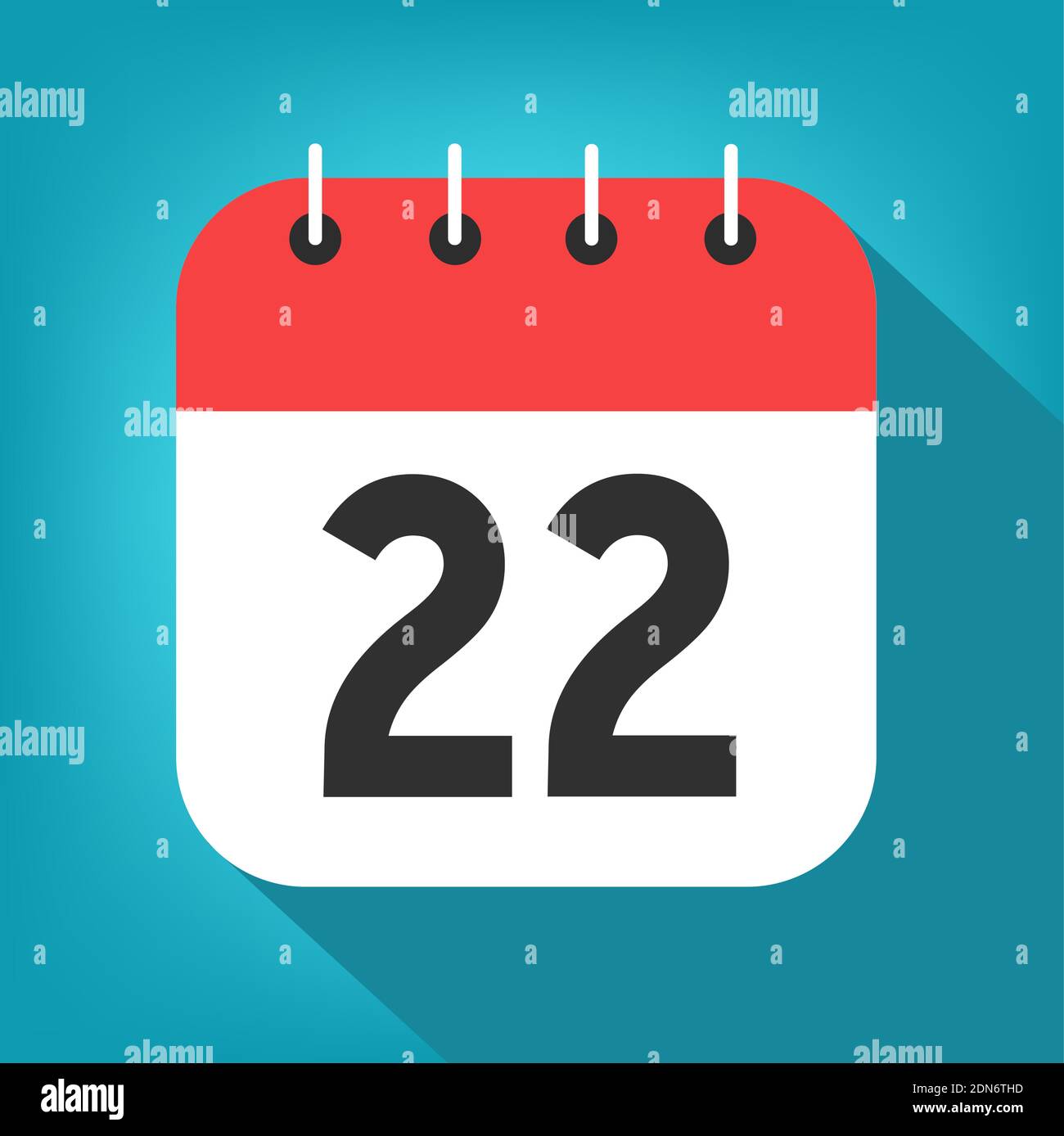 Calendar day 22. Number twenty-two on a white paper with red header on ...