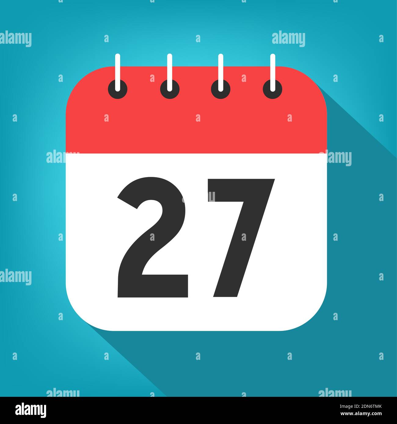 Calendar day 27. Number twenty-seven on a white paper with red border ...