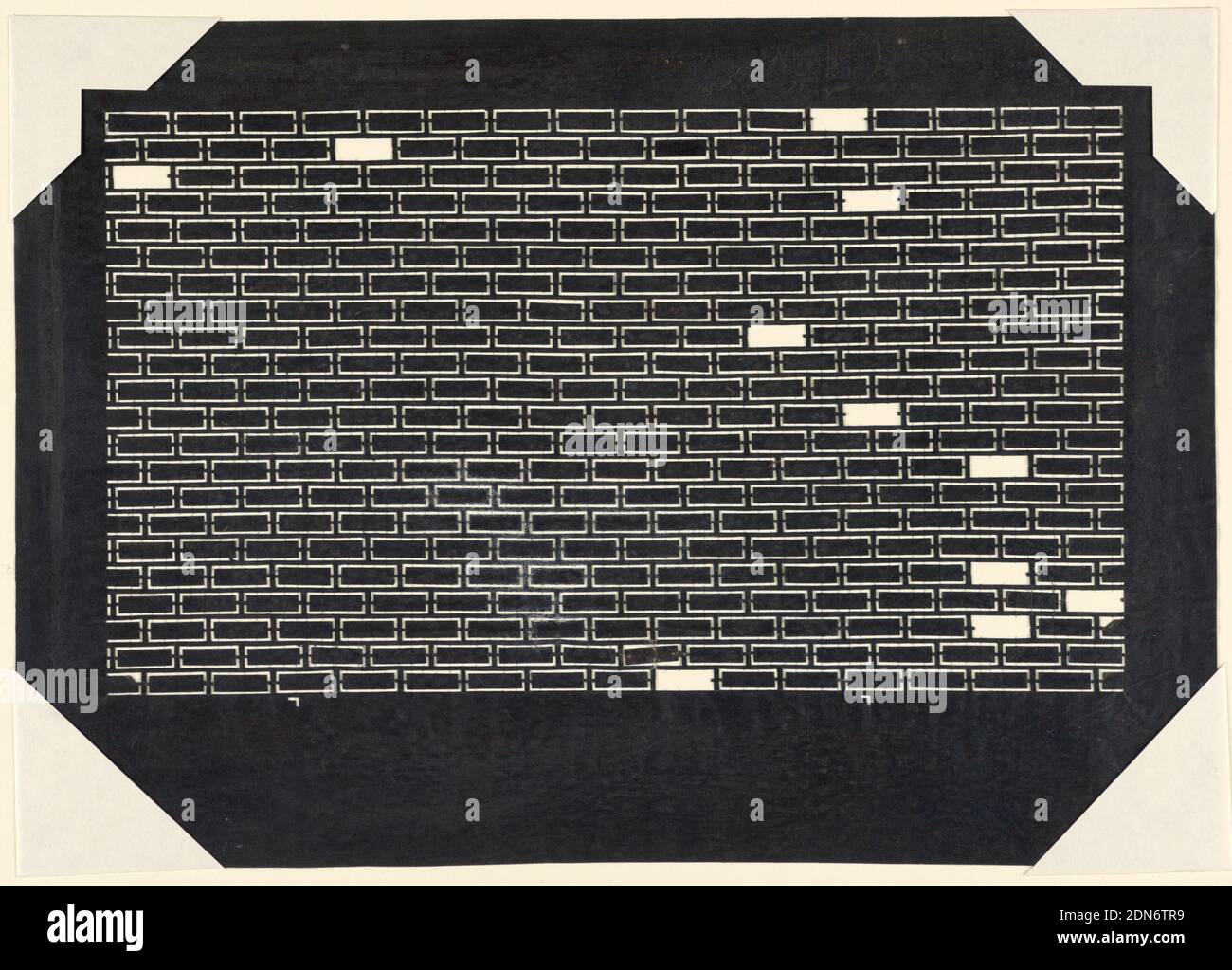 Brick Wall Motif, Mulberry paper (kozo washi) treated with fermented ...