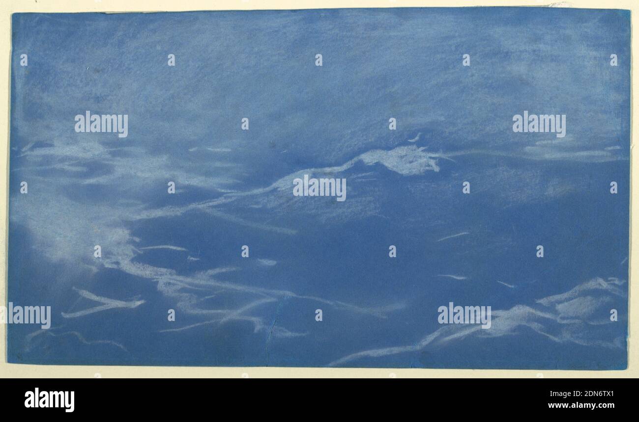 Seagull and Waves, Winslow Homer, American, 1836–1910, Chalk on blue ...