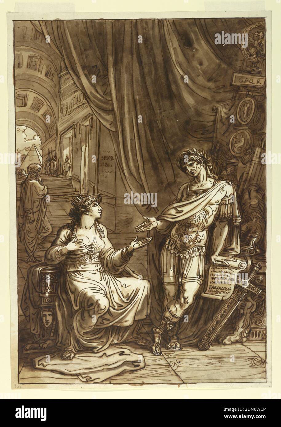 Cleopatra Pleading with Caesar, Felice Giani, Italian, 1758–1823, Pen ...