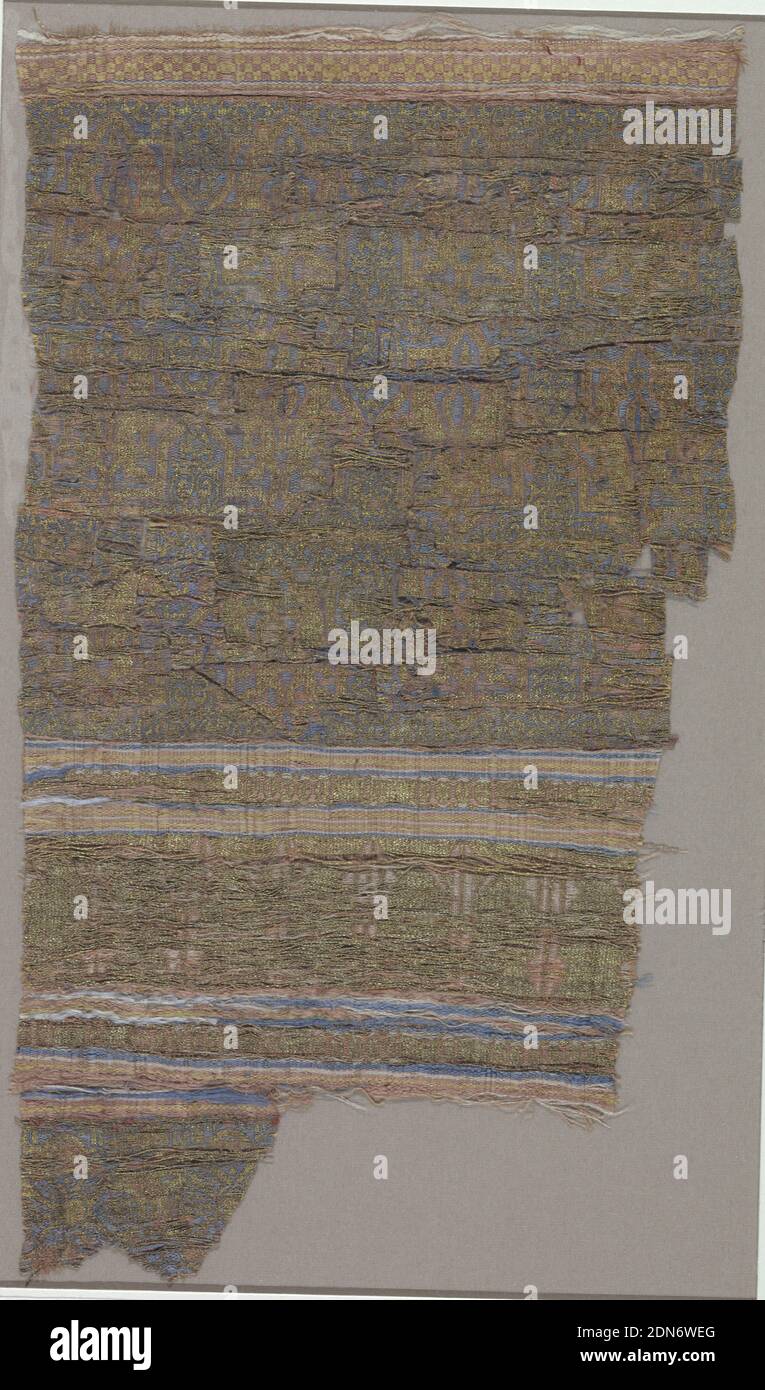 Textile, Medium: silk, metallic yarns (beaten gold on vellum, wrapped ...