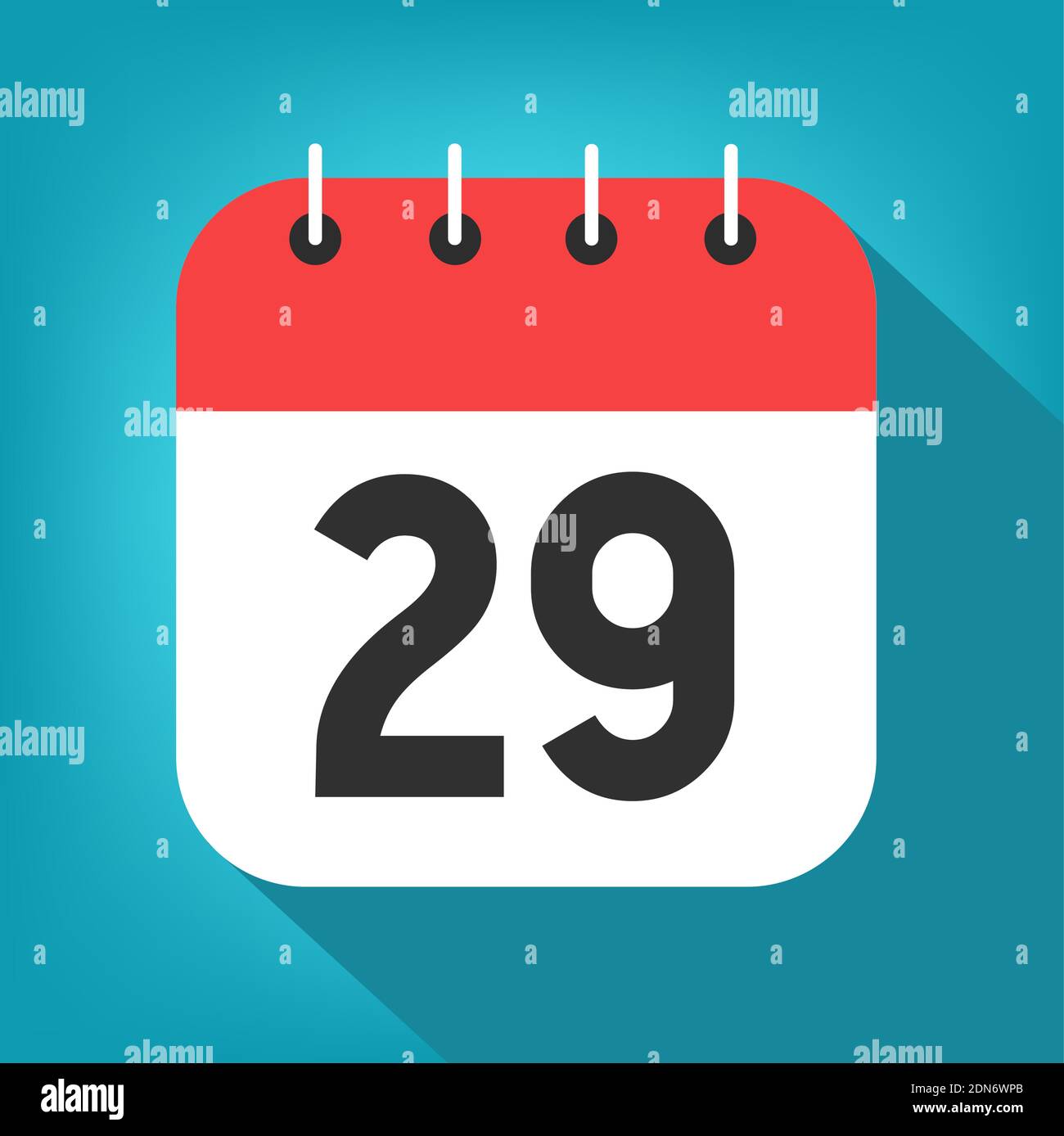 Calendar day 29. Number twenty-nine on a white paper with red border on ...