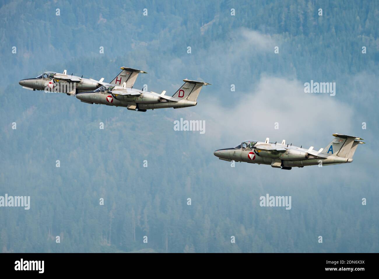 The Saab 105Ö twinjet trainer jet of the Austrian Air Force at the ...
