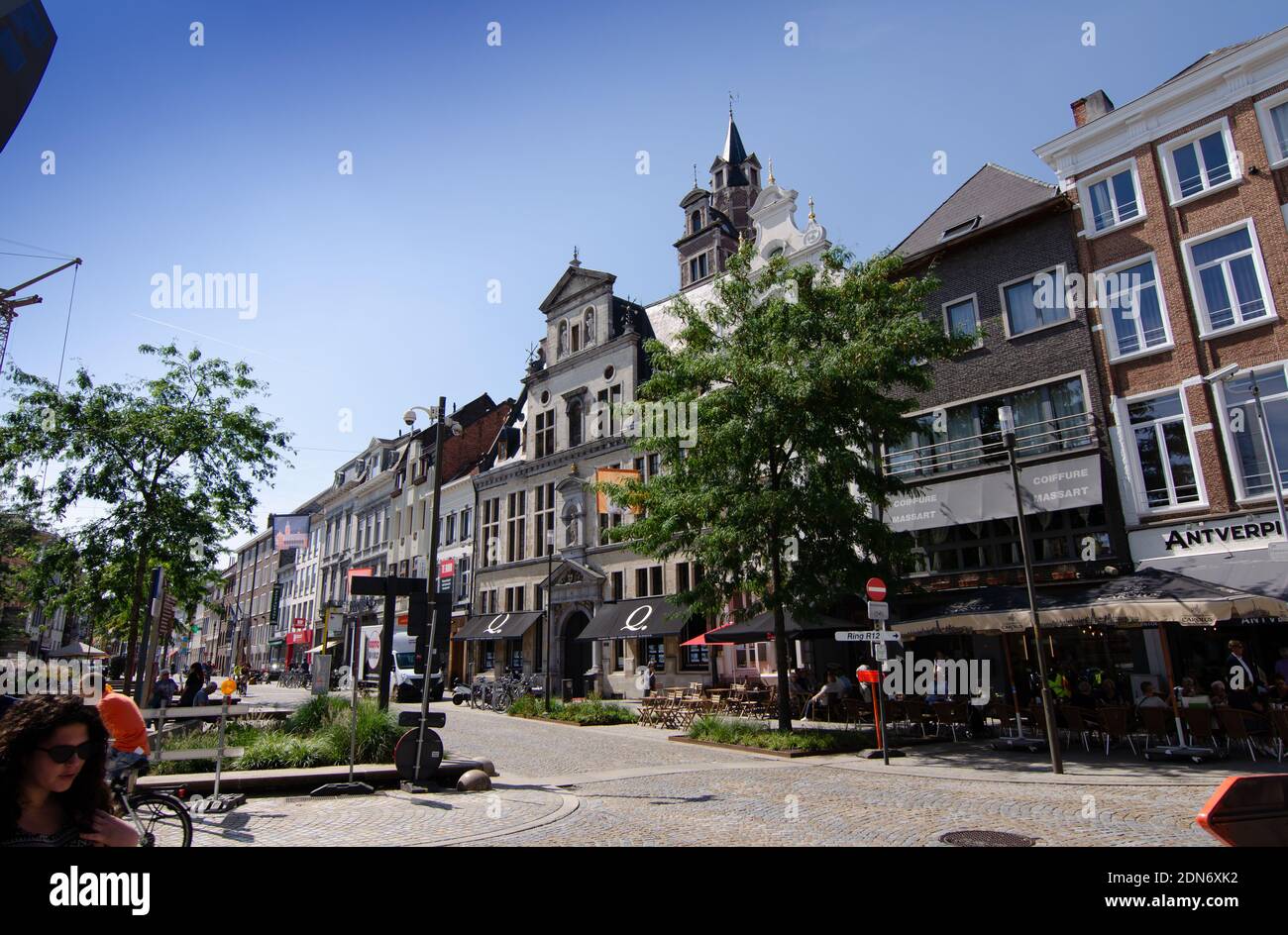 Mechelen, Belgium, August 2019. In the historic center, the shopping ...