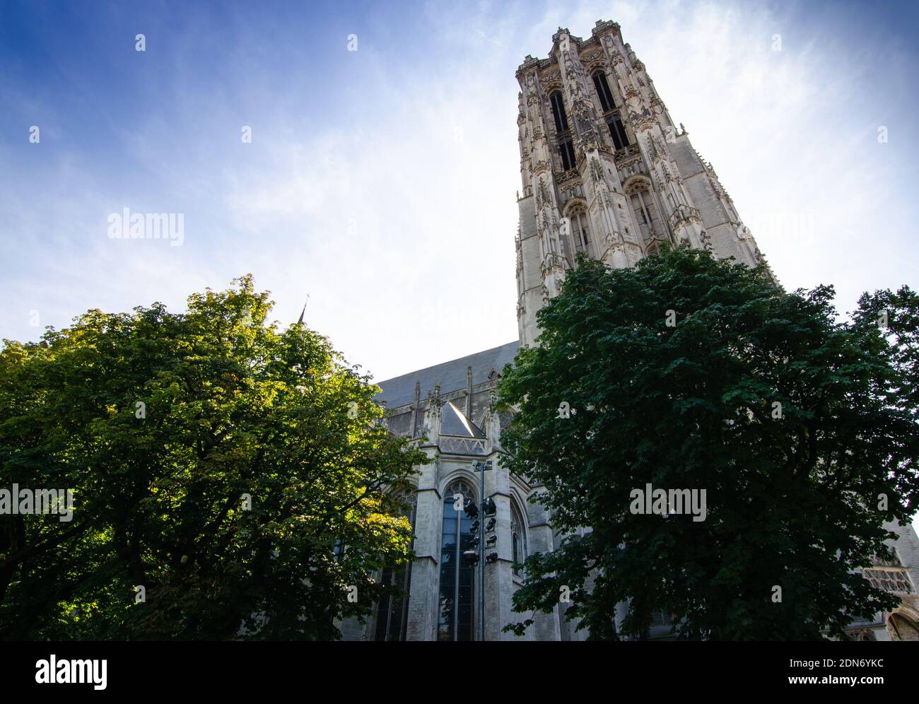 Mechelen, Belgium, August 2019. The imposing cathedral features a 97 ...