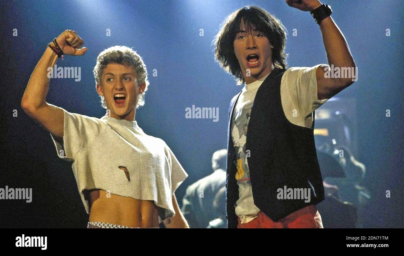 BILL & TED'S EXCELLENT ADVENTURE 1989 MGM film with Alex Winter at left ...