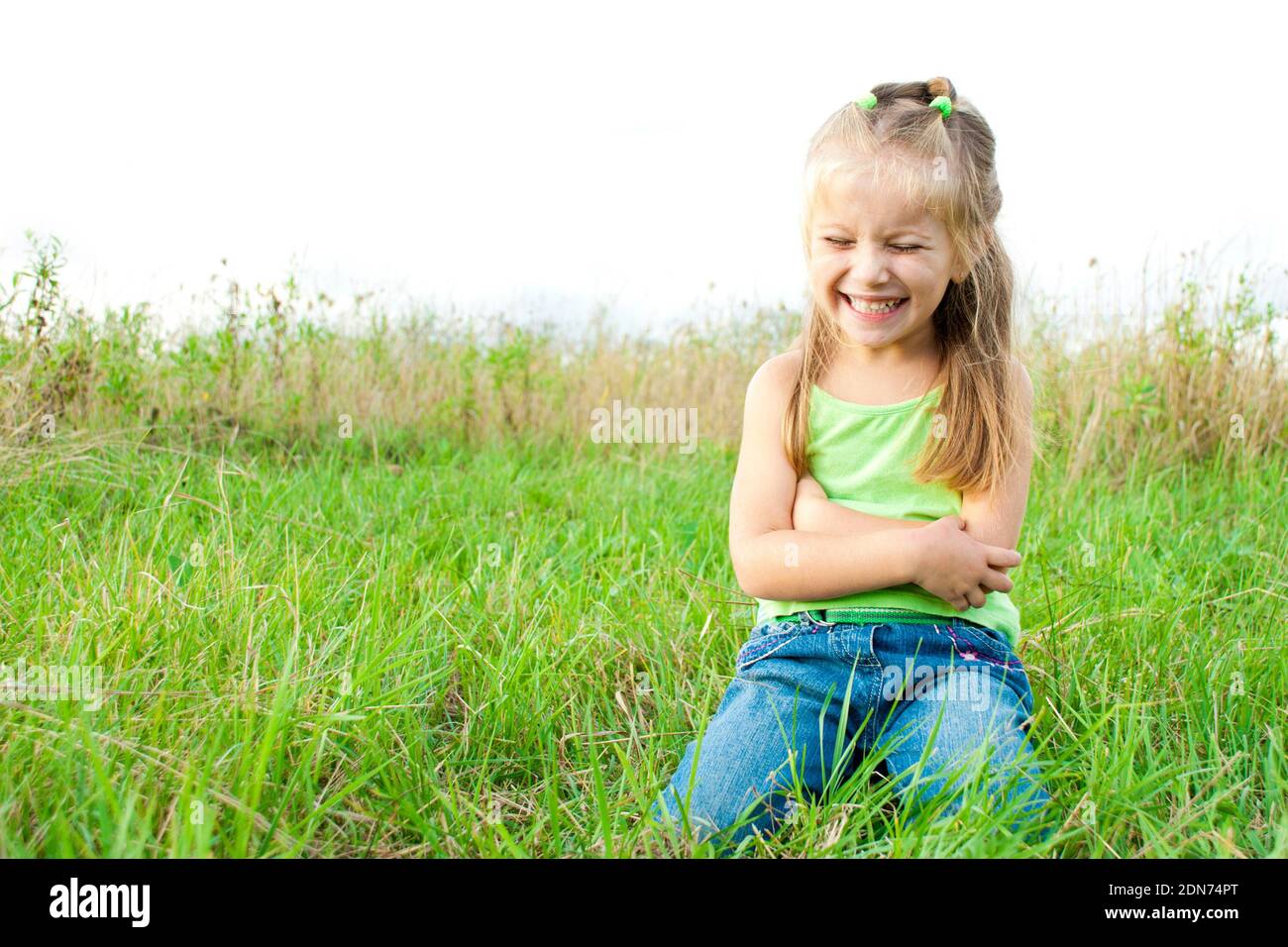 portrait of beautiful little girl in a meadow Stock Photo - Alamy