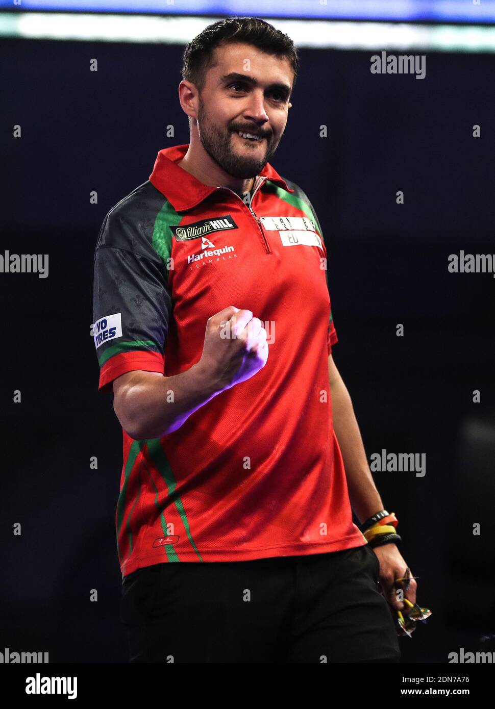 Jamie Lewis celebrates after winning his match during day three of the ...