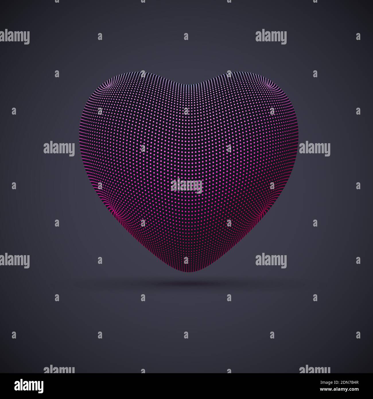 3D digital futuristic pink heart on gray background Stock Vector Image ...