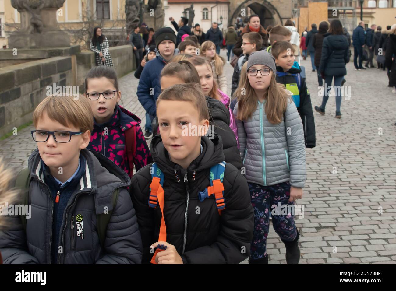 Prague, Czech Republic. 01-11-2020. Tourists are walking on the Charles ...