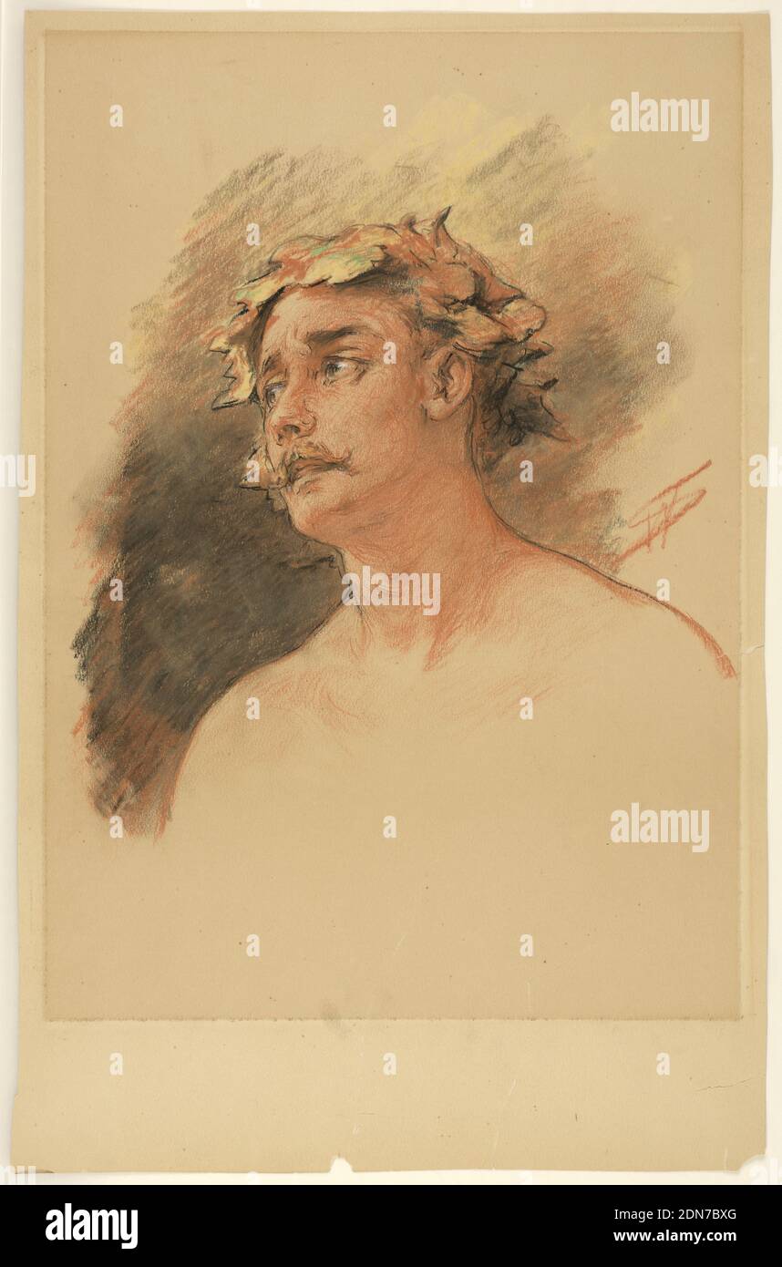 Bust of Man Crowned with Vine Wreath, Walter Shirlaw, American, b ...