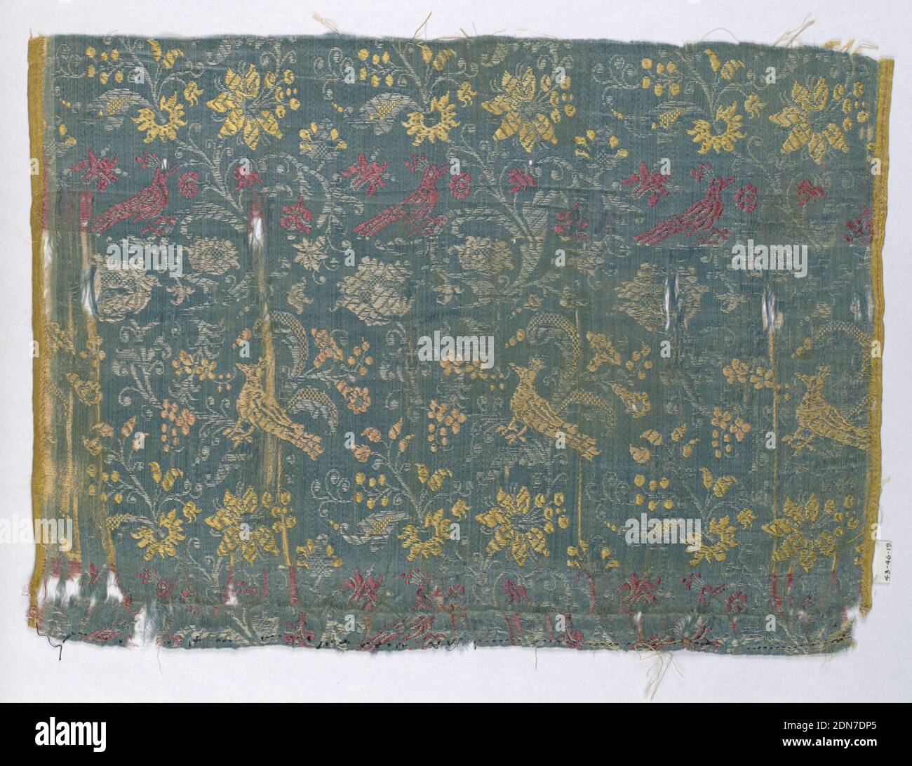 Textile, Medium: silk Technique: plain compound satin, Pattern of ...