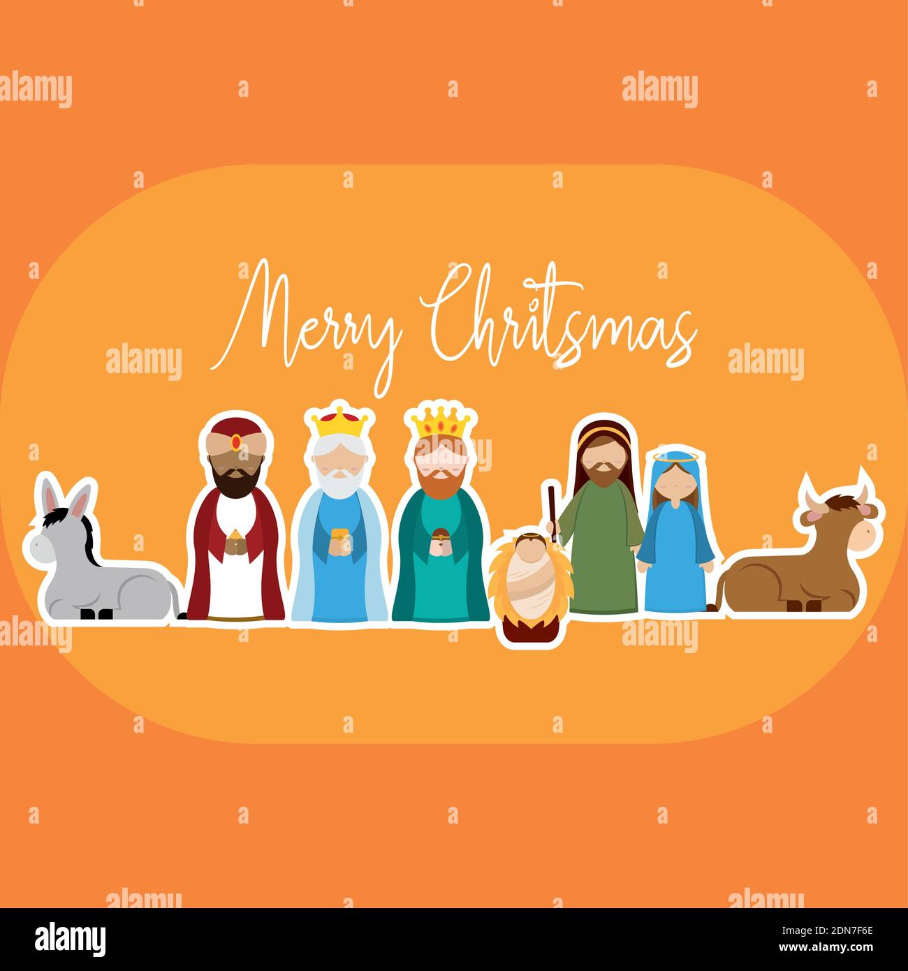 Merry christmas card with nativity - Vector illustration Stock Vector ...