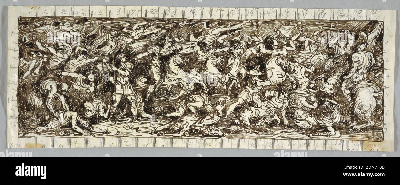 Battaglia (Battle), Felice Giani, Italian, 1758–1823, Pen and brown ink ...