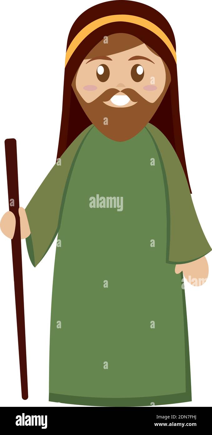Isolated Joseph cartoon. Christmas character - Vector illustration ...