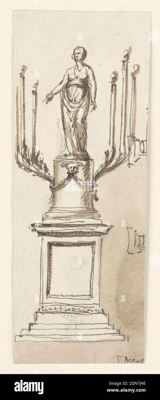 Candlestick, Giuseppe Barberi, Italian, 1746–1809, Pen and brown ink ...