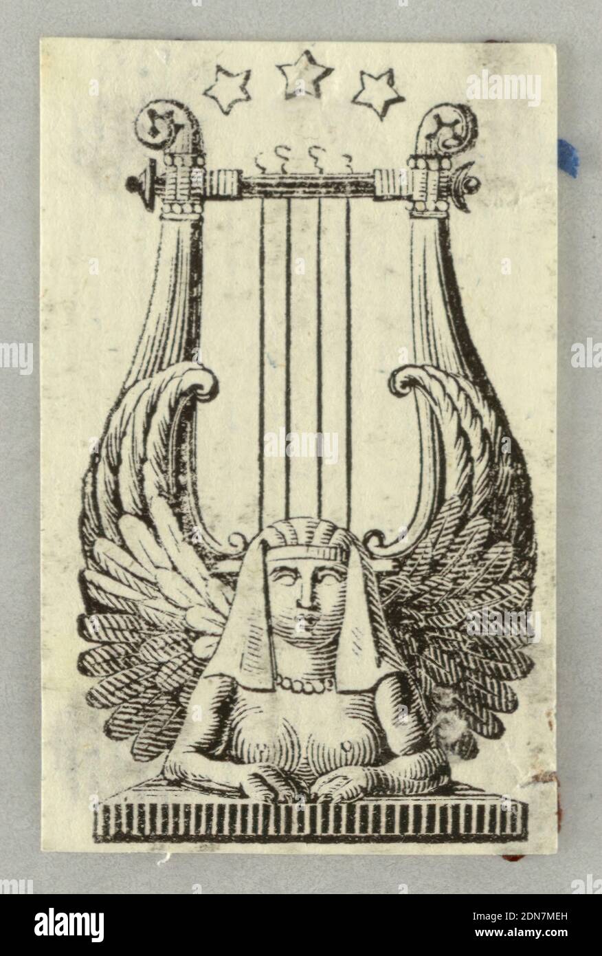 Wood engraving. Vignette, Engraving and etching, A lyre, the bottom ...