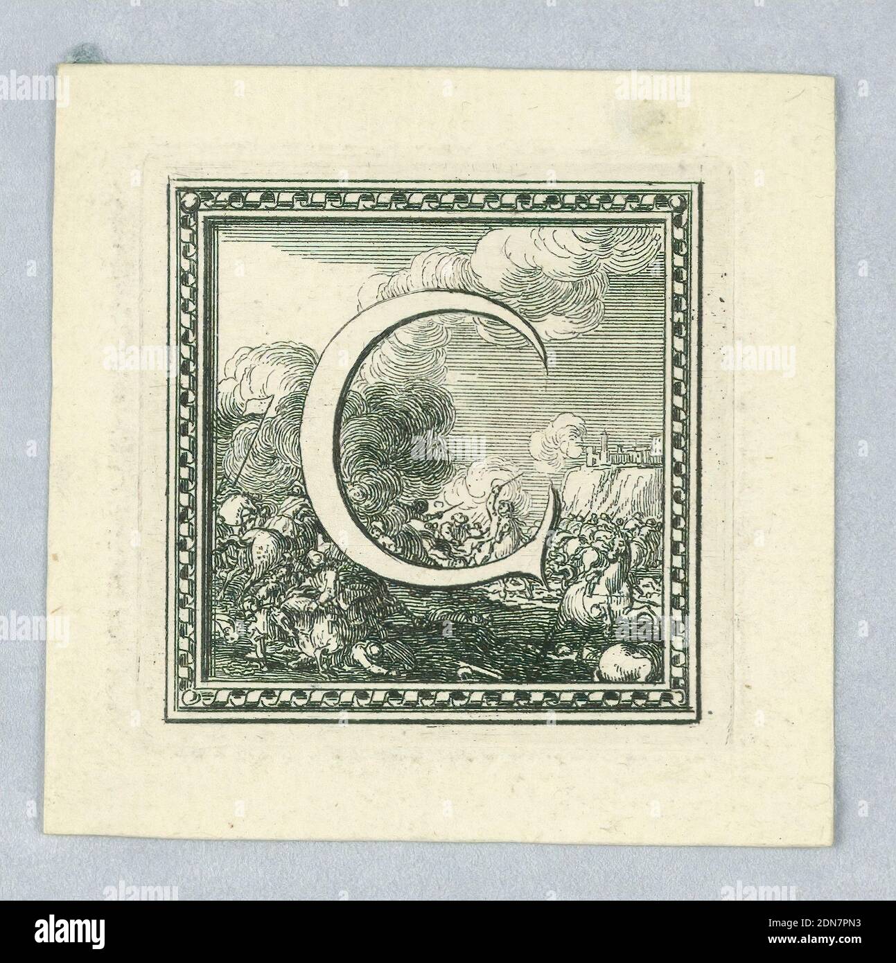 Figural Letter, Capital C from a story of Louis XIV of France, Etching ...