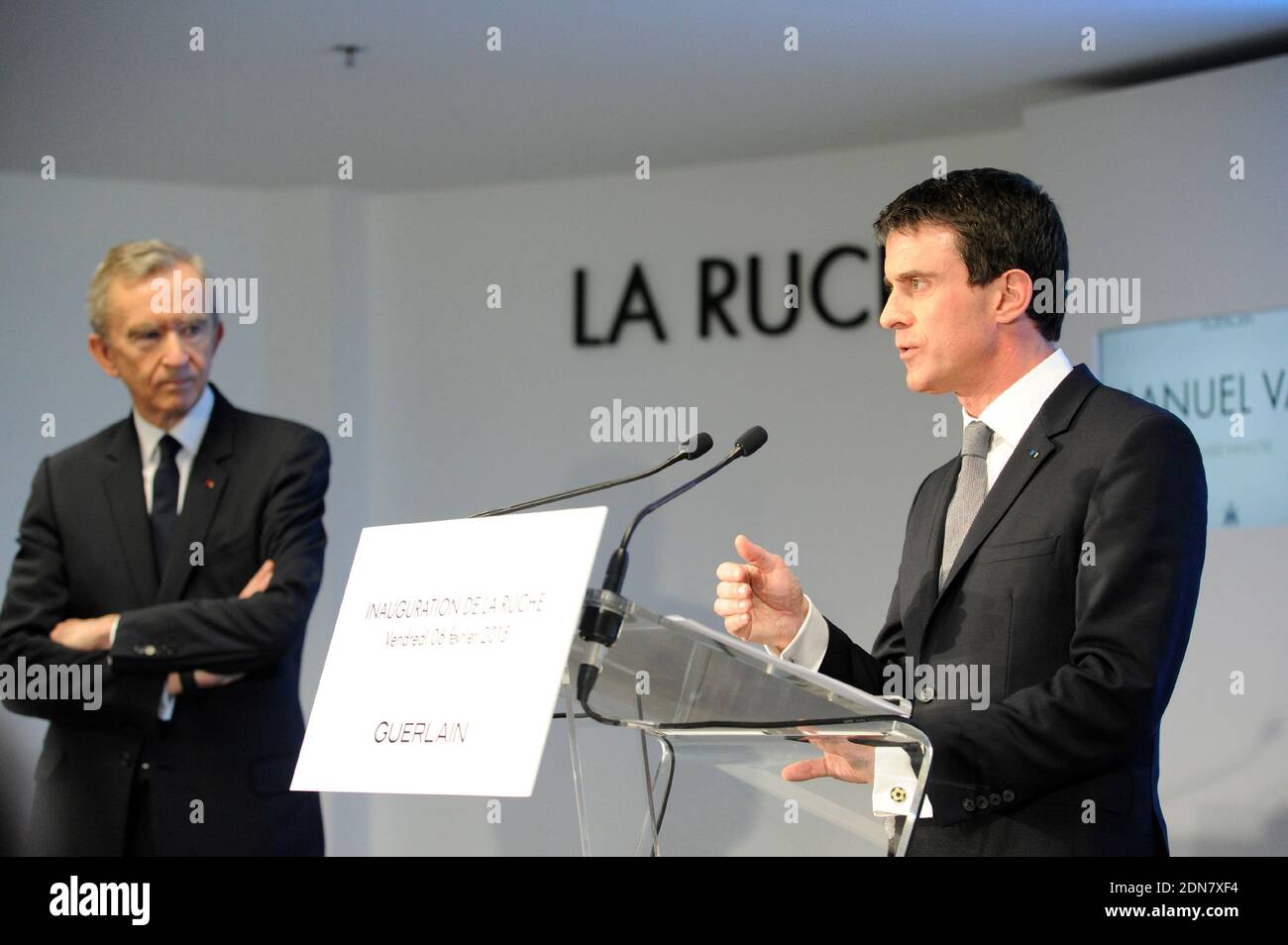 French Prime Minister Manuel Valls visits the Guerlain factory with the ...