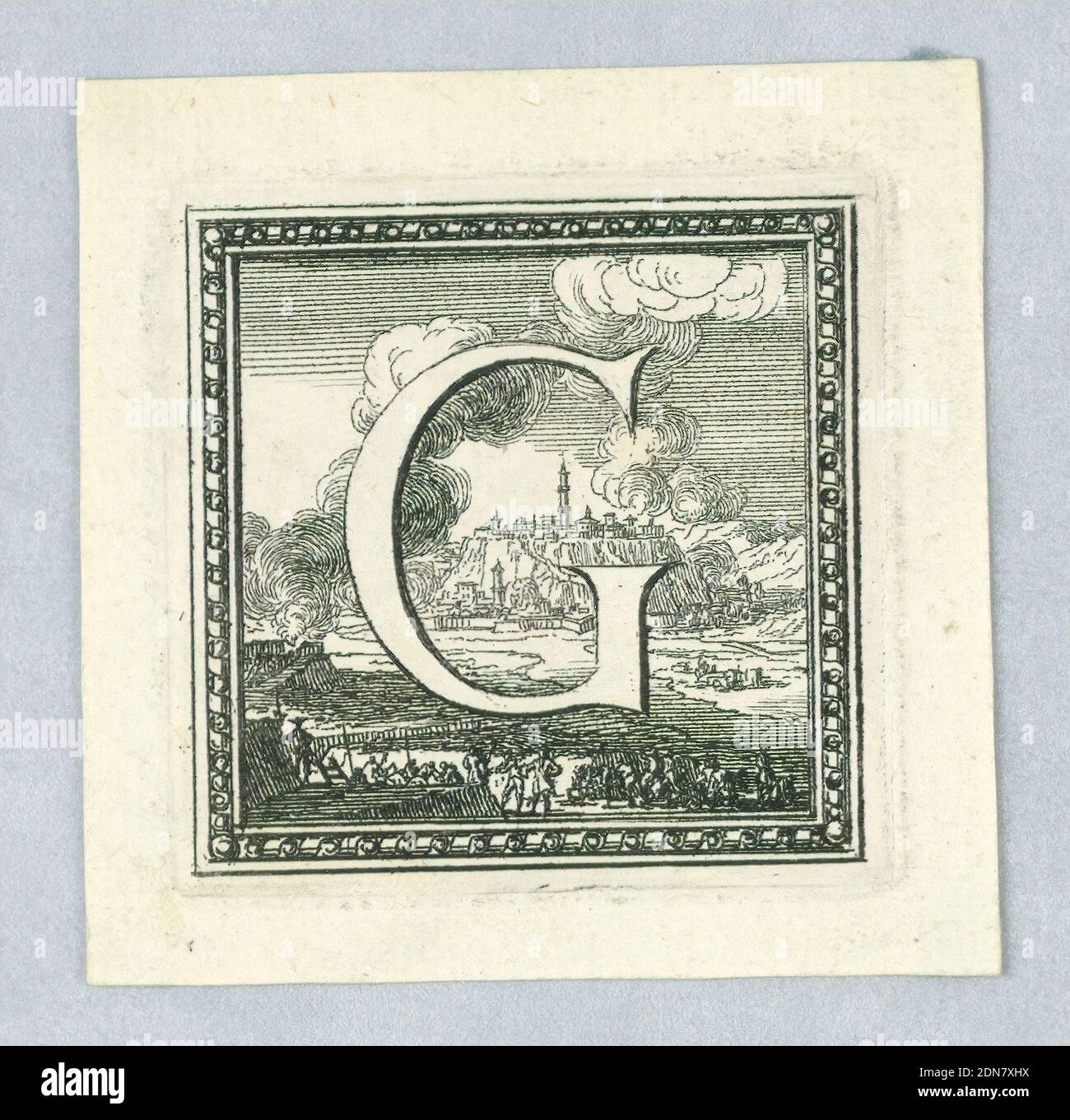 Figural Letter, Capital G from a Story of Louis XIV of France, Etching ...