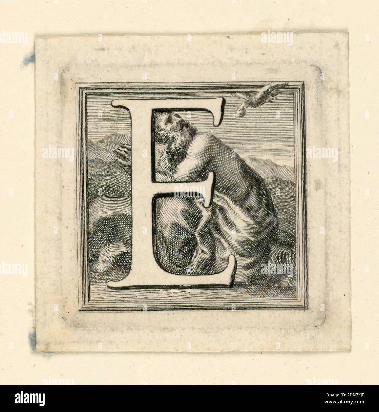 Decorated Capital Letter E, Jakob Frey, Swiss, active Italy, 1681 ...