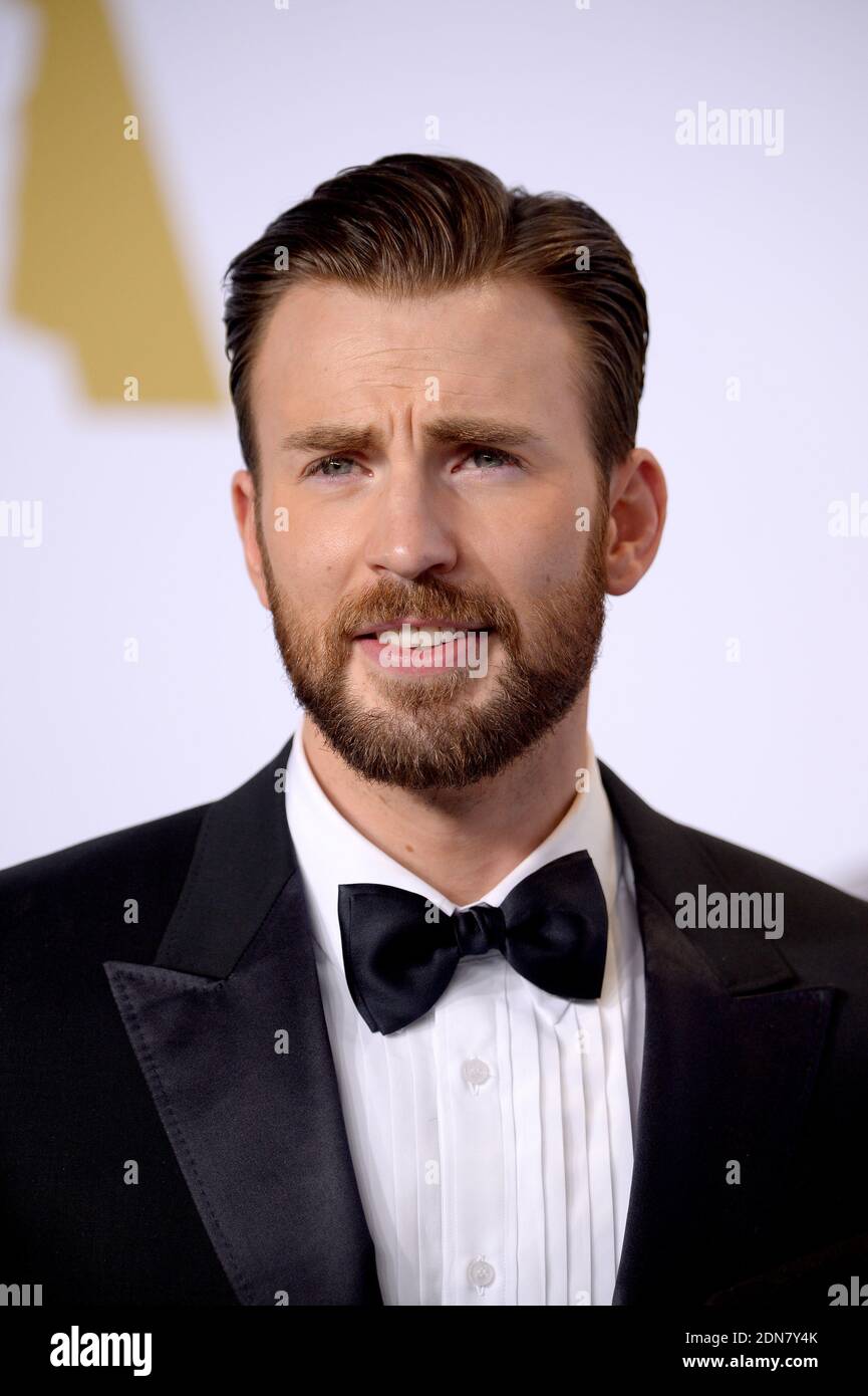 Chris Evans poses in the press room during the 87th Annual Academy ...